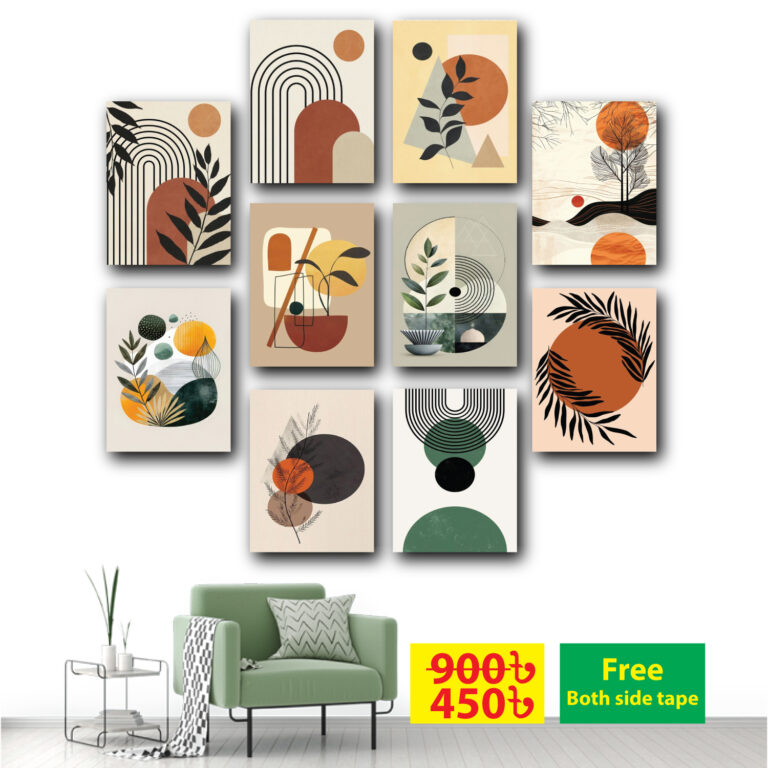 10 piece bohu art wall paper on 3 mm PVC wall board for room decoration ...
